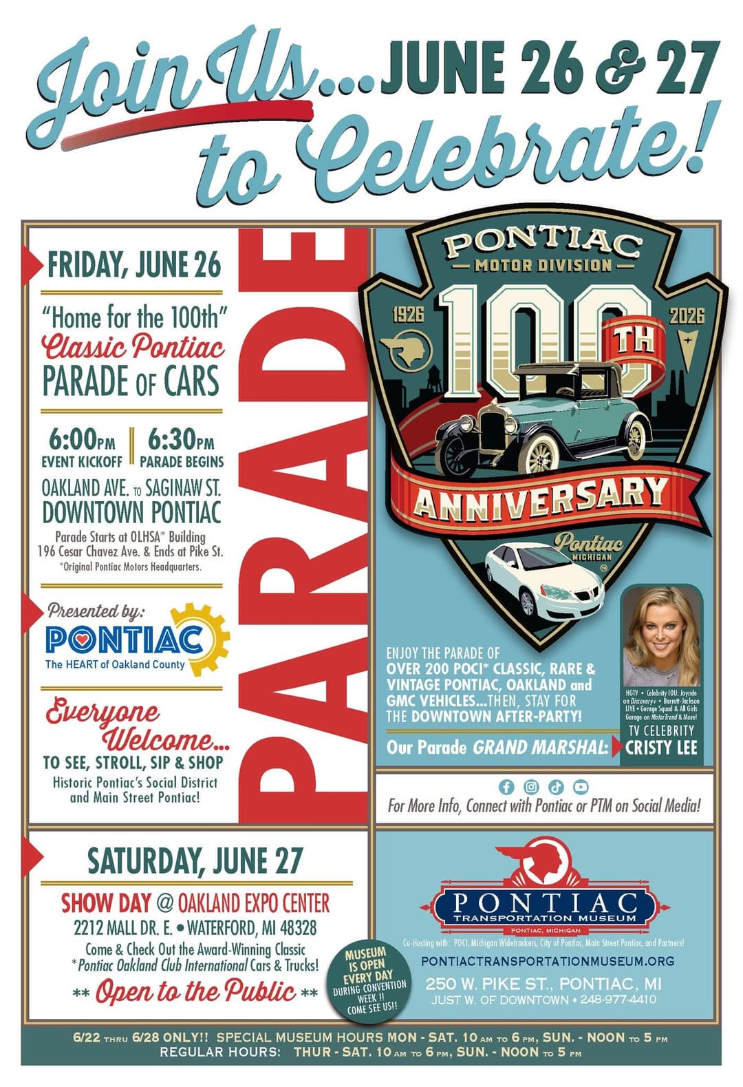 Pontiac 100th Anniversary Celebration - Car Show Calendar | AutoShowList